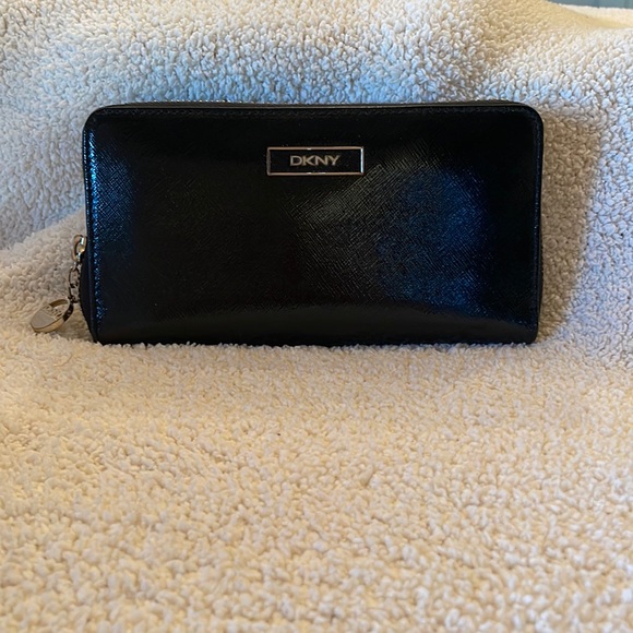 Dkny | Bags | Dkny Black Vinyl Wallet | Poshmark
